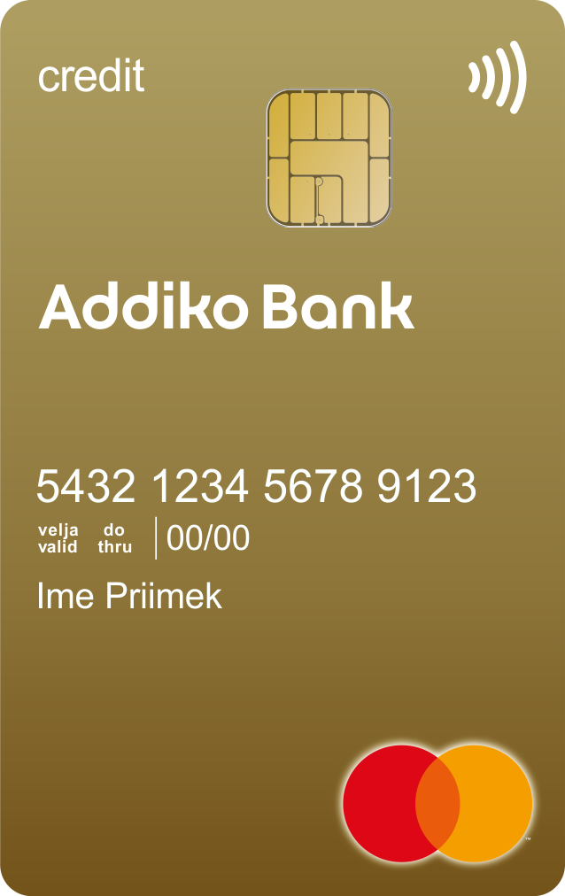 Addiko zlata obročna kartica Mastercard - Addiko Bank Slovenija